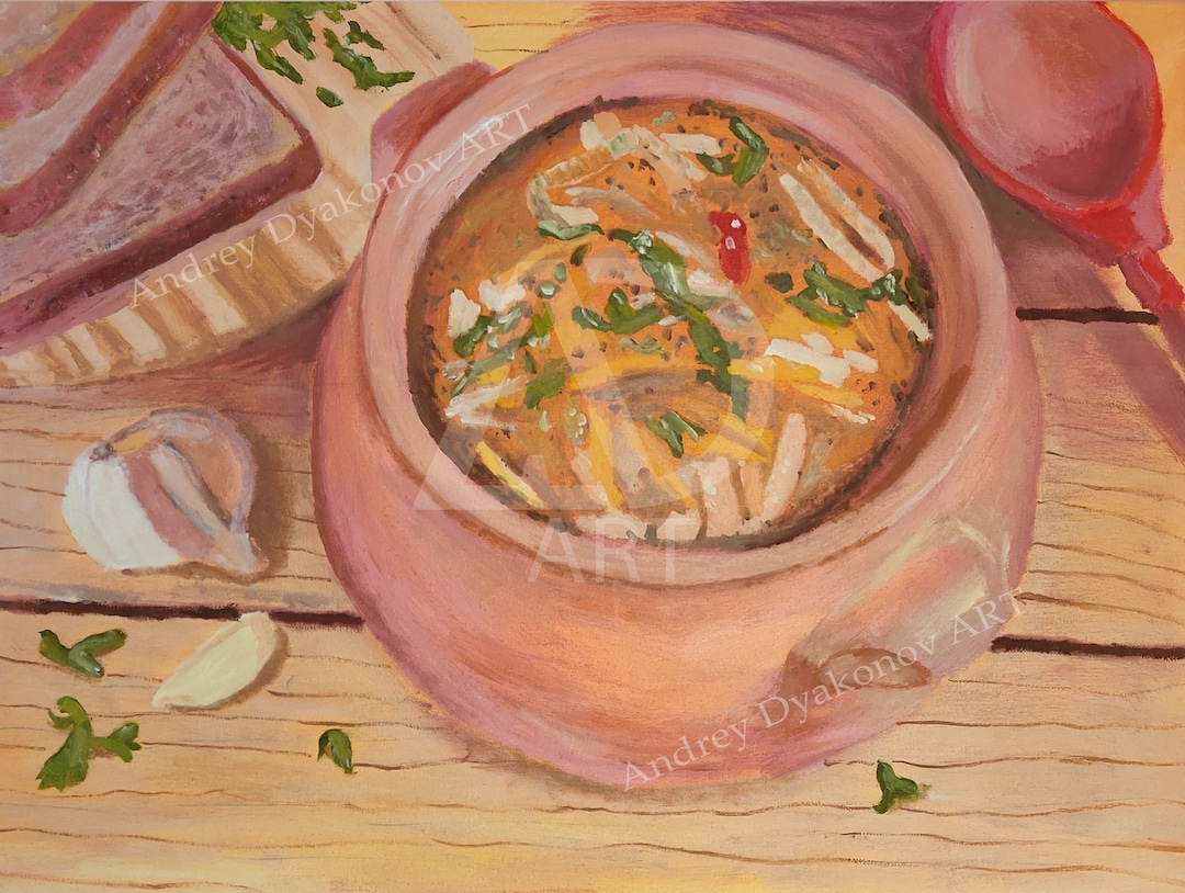 Original Art, Oil Painting on Canvas, Soup, Pot of Soup, Food, Yummy ...