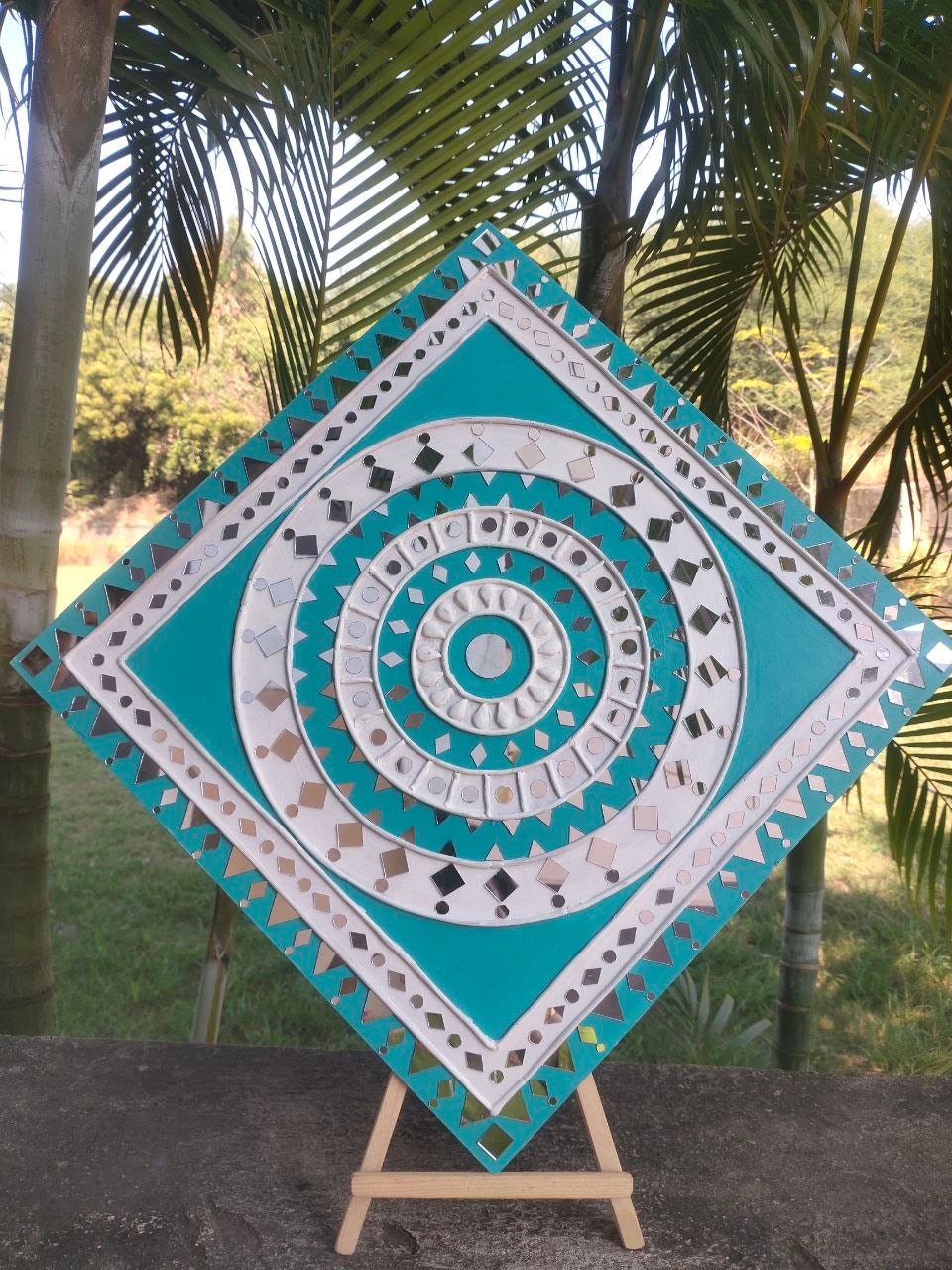 16 Inch X 6mm Hand Made Square Mirror and Lippan Art Water - Etsy