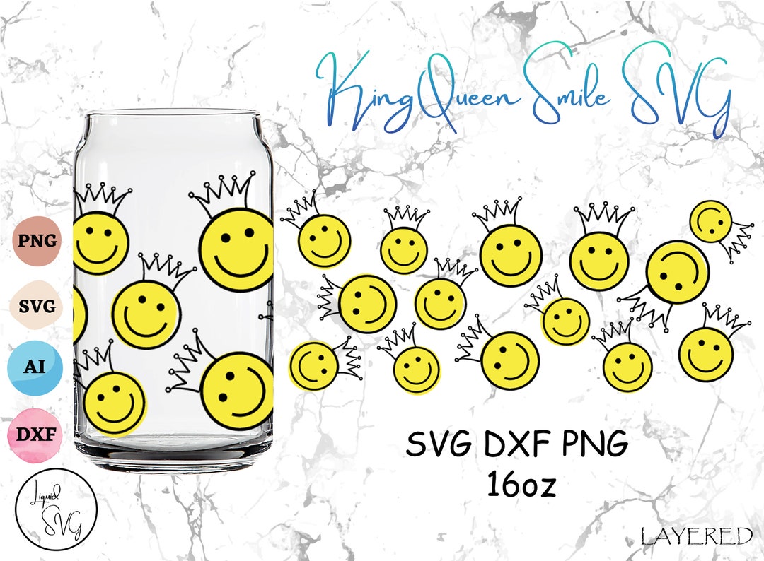 Libbey Glass 16oz King Queen Smiley SVG Smiley Crown Libbey - Etsy