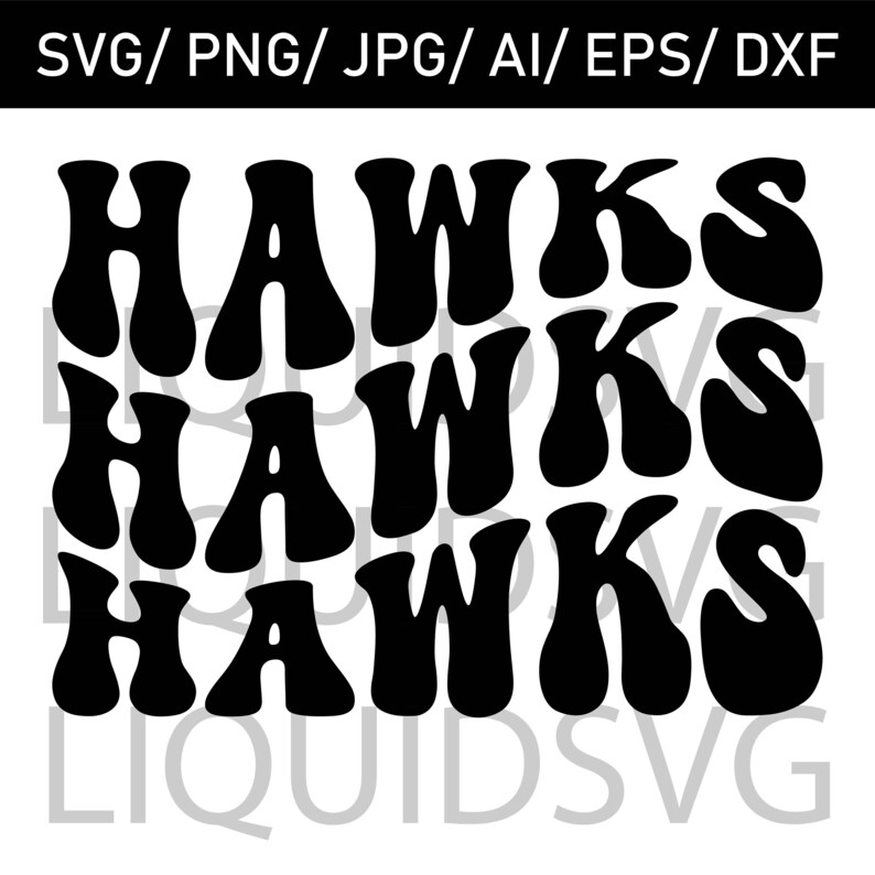 Hawks Svg Hawks Wavy Stacked Svg Hawks Mascot Svg Team Mascot - Etsy