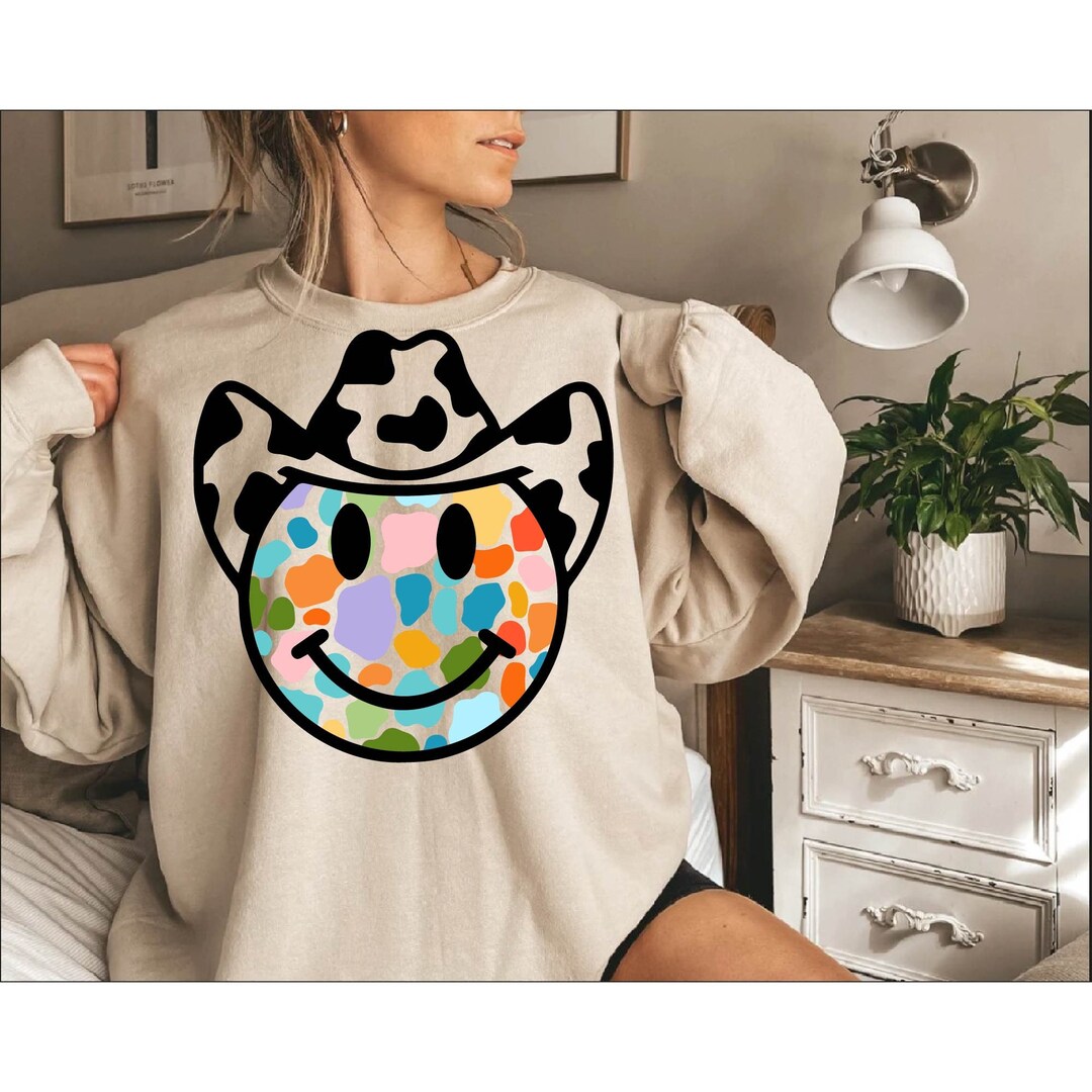 Smiley Face SVG Smiley Cow Print Hat PNG Svg dxf ai eps pdf - Etsy México