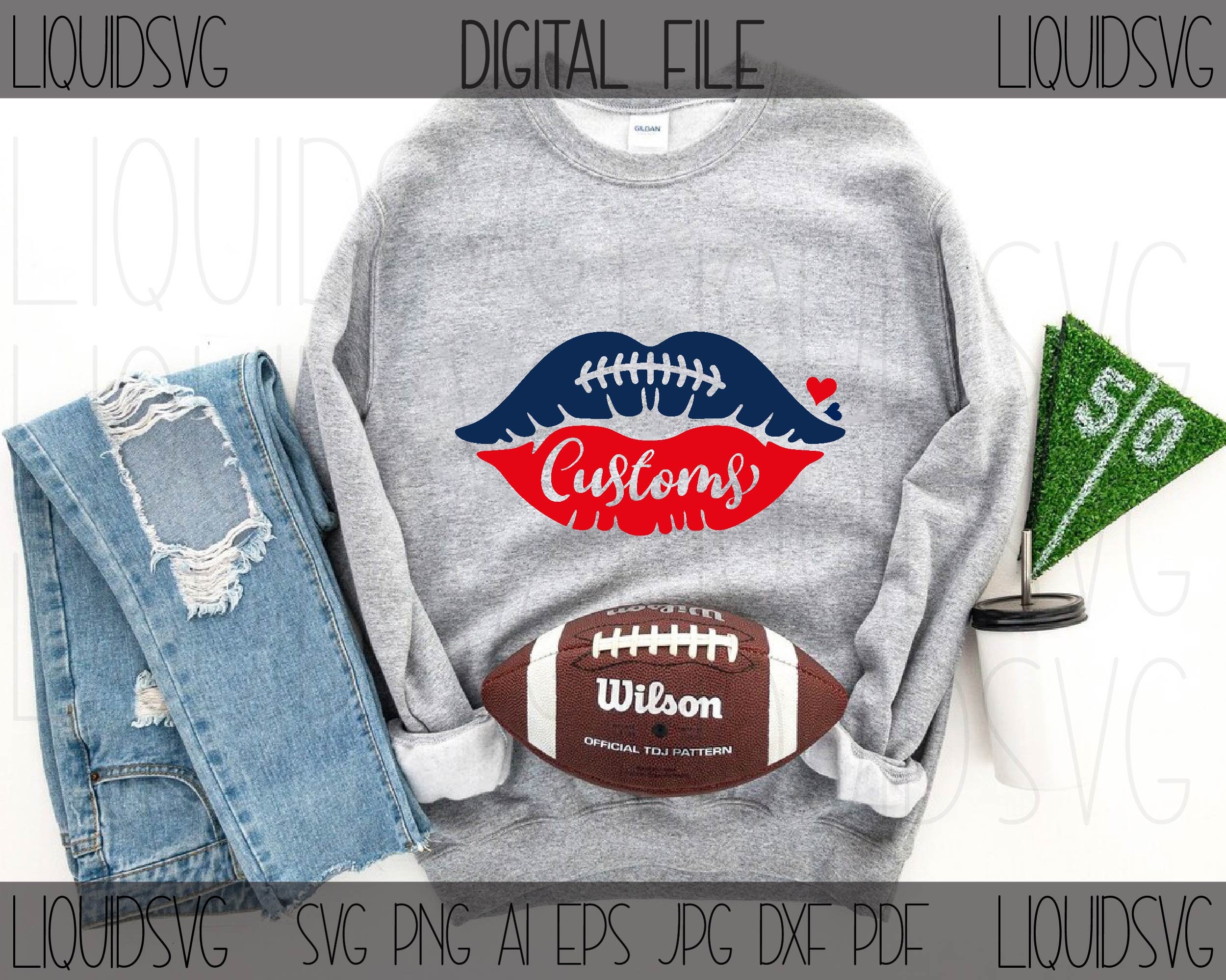 Custom Svg Custom Football Lips SVG Football Team Lips SVG Custom Cheer ...
