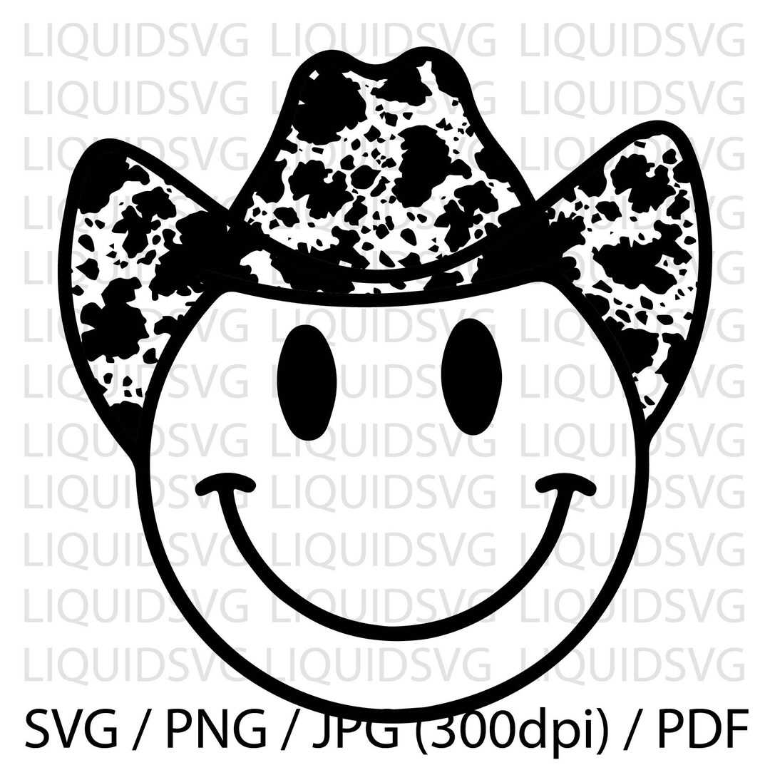 Smiley Face SVG Smiley Cow Print Hat PNG Svg Dxf Ai Eps Pdf - Etsy UK