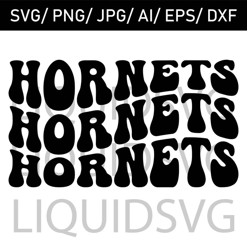 Hornets Svg Hornets Wavy Stacked Svg Hornets Mascot Svg Team - Etsy