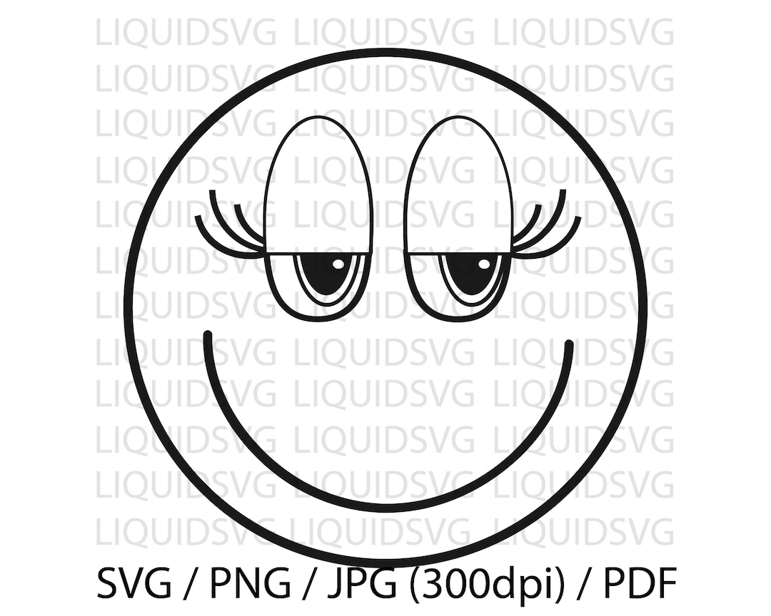 Smiley Face SVG Eyelash Smiley Print PNG Svg Dxf Ai Eps Pdf - Etsy