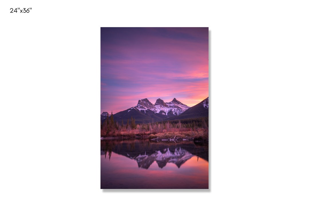 Sunset View of Three Sisters Mountain Wall Decor Photography - Etsy Canada