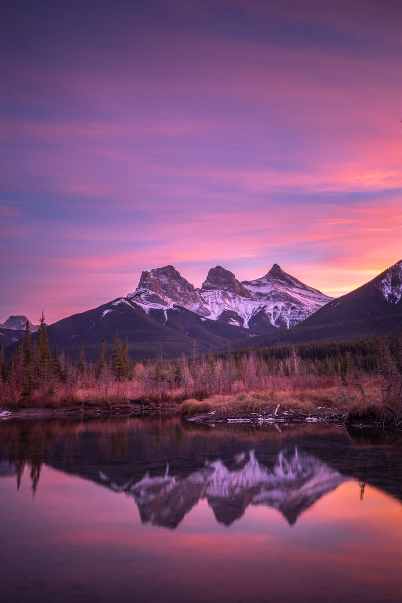 Three Sisters Mountain Print | Canmore Sunset Photography | Limited ...