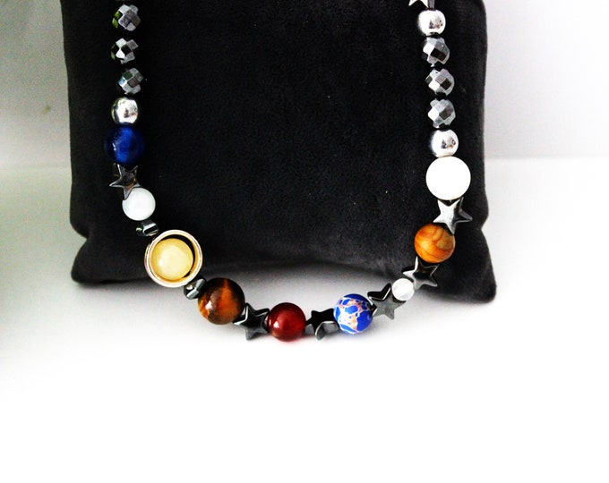 Solar System Necklace - Stone Bead Planets Universe Galaxy Nebula Space ...
