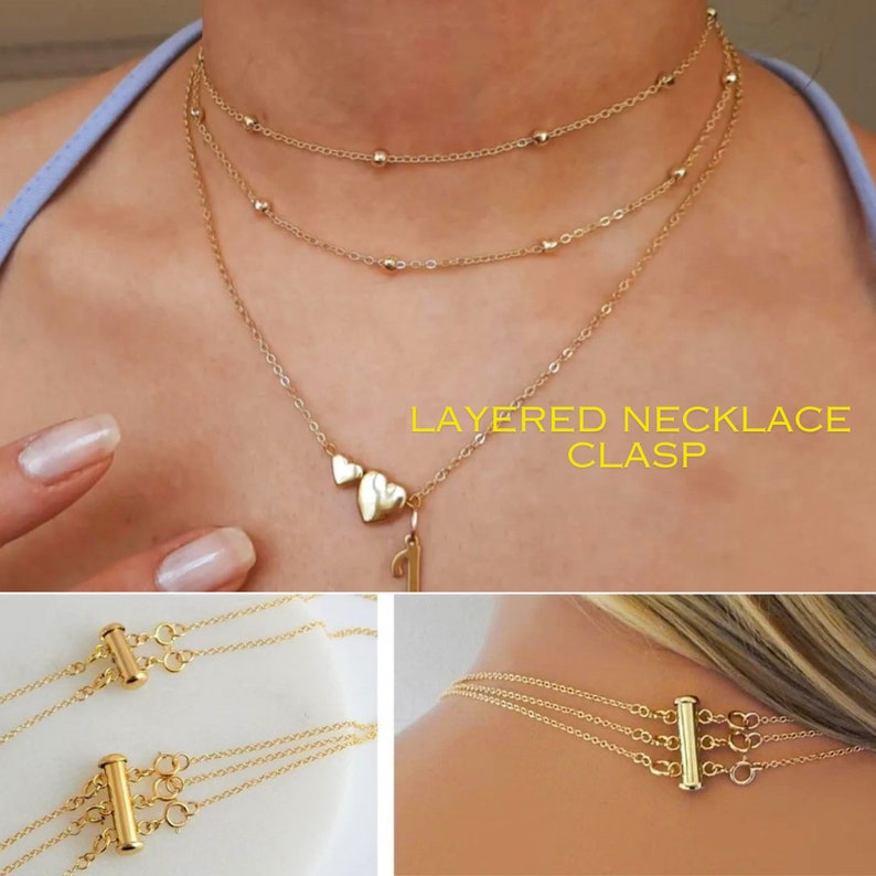 Layered Necklace Clasp, Gold Layering Clasp, Gold Multi Strand Spacer ...