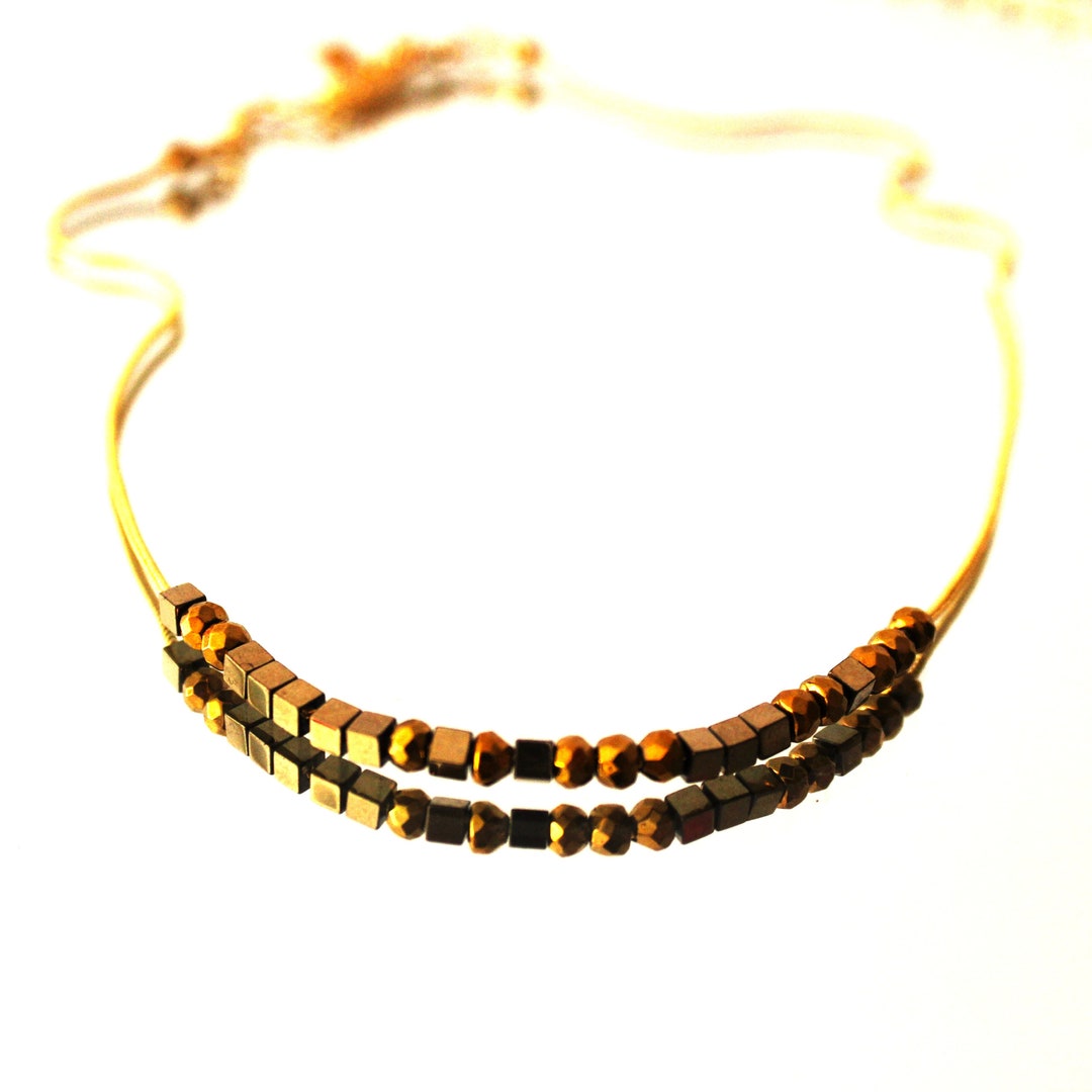 Gold Morse Code Necklace , Custom Message/text/name Hematite Gem ...