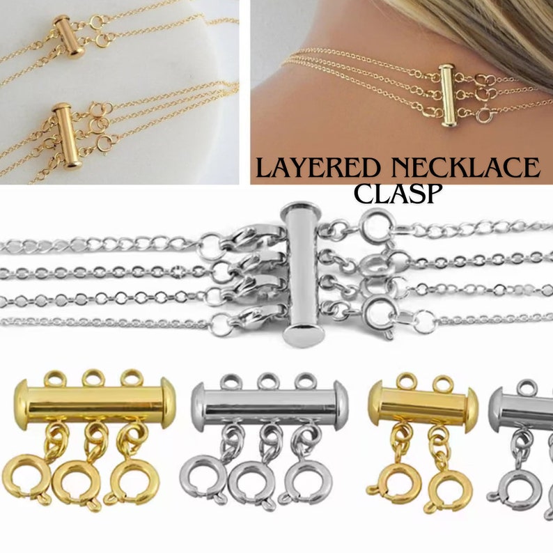 Layered Necklace Clasp, Gold Layering Clasp, Gold Multi Strand Spacer ...