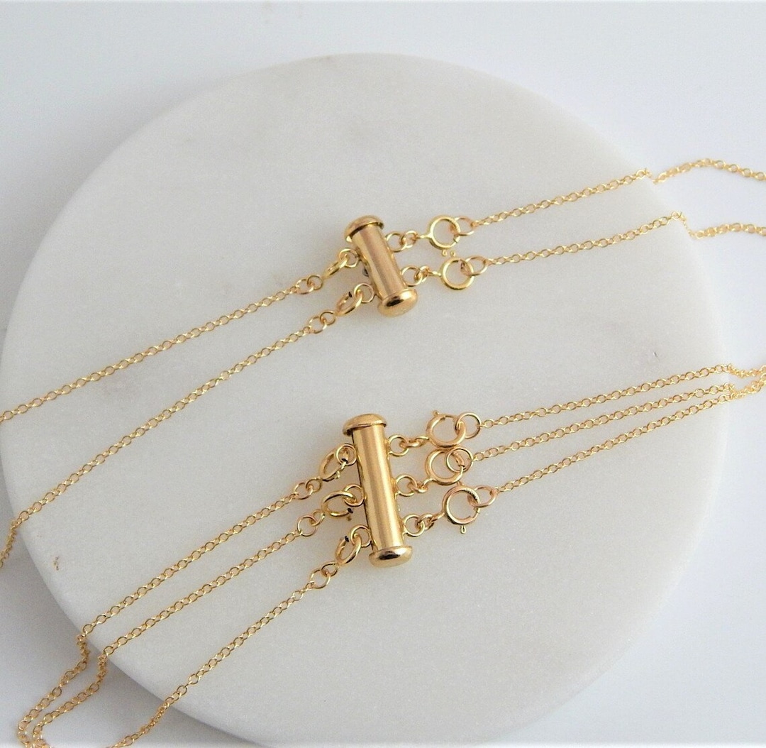 Layered Necklace Clasp, Gold Layering Clasp, Gold Multi Strand Spacer ...