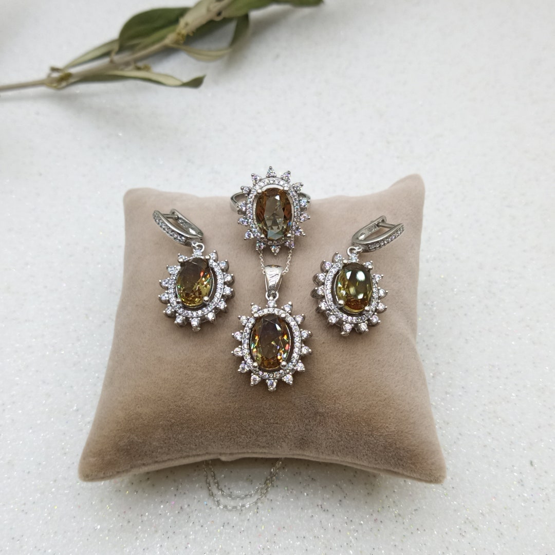 Pink and Green Necklace,rings for Women,sultanit,vintage Jewelry ...