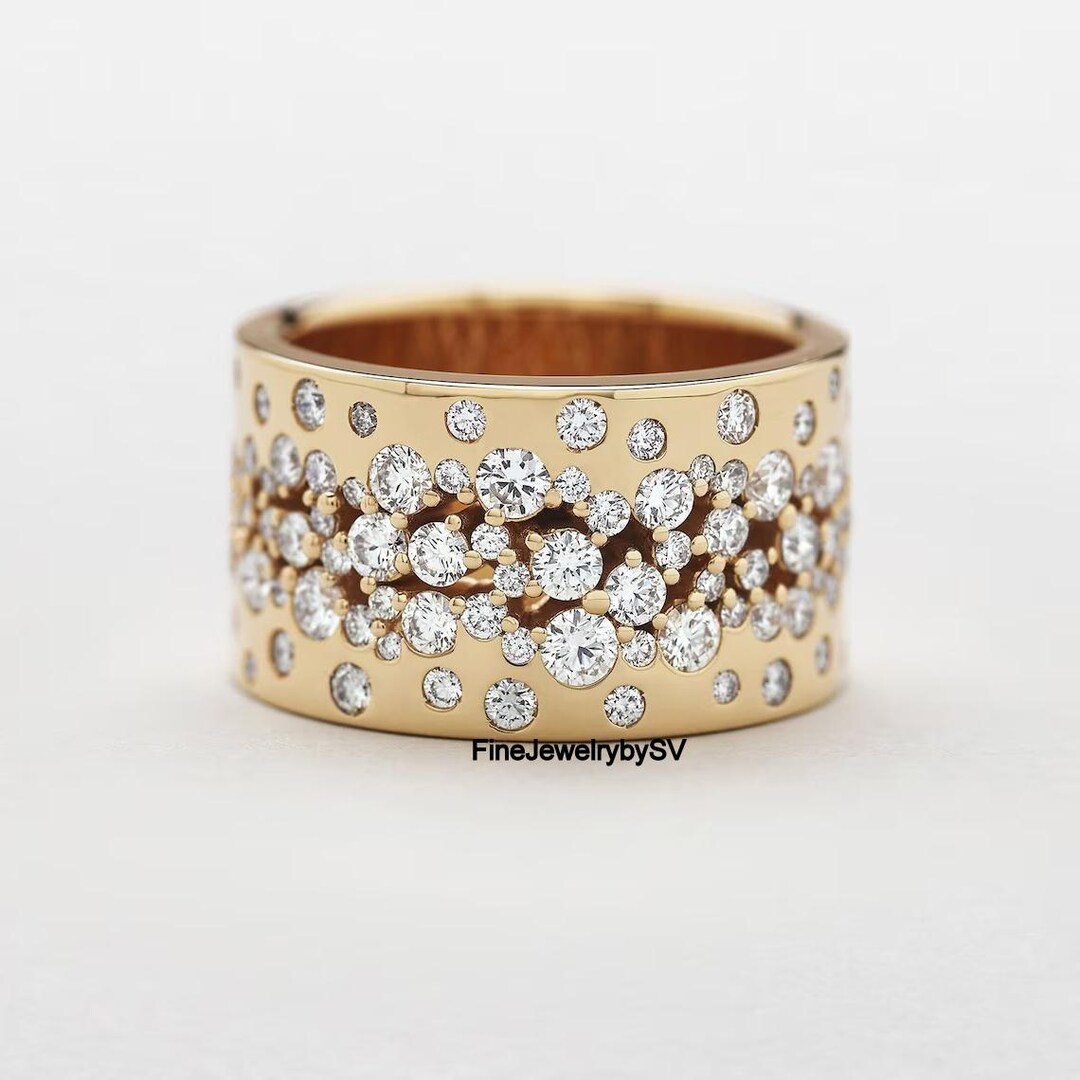 Moissanite Diamond Full Eternity Band, Unique Diamond Wide Cigar Band ...