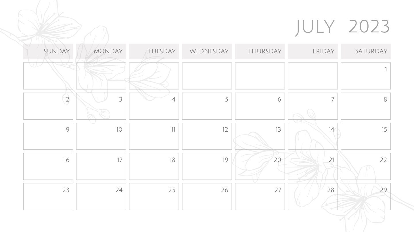 The White Floral Series 2023 Digital Calendar - Etsy