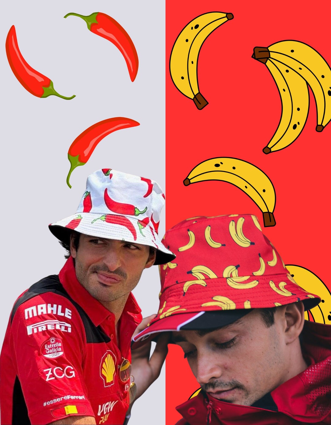 Reversible Charles Leclerc Banana Bucket Hat Carlos Sainz - Etsy UK