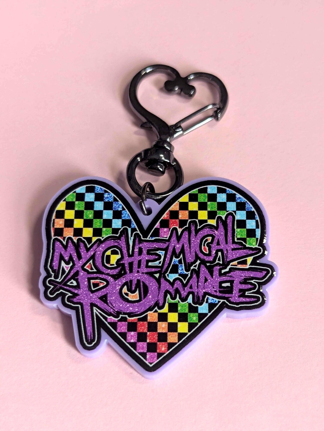 My Chemical Romance Rainbow Band Heart Acrylic Keychain Charm MCR - Etsy