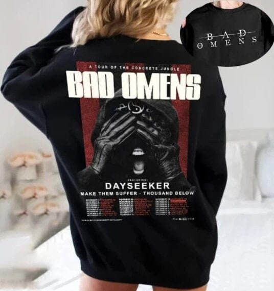 Bad Omens Band Track List 2023 Merch Hoodie, A Tour Of The Concrete Jungle Tour 2022 2023, Bad ...