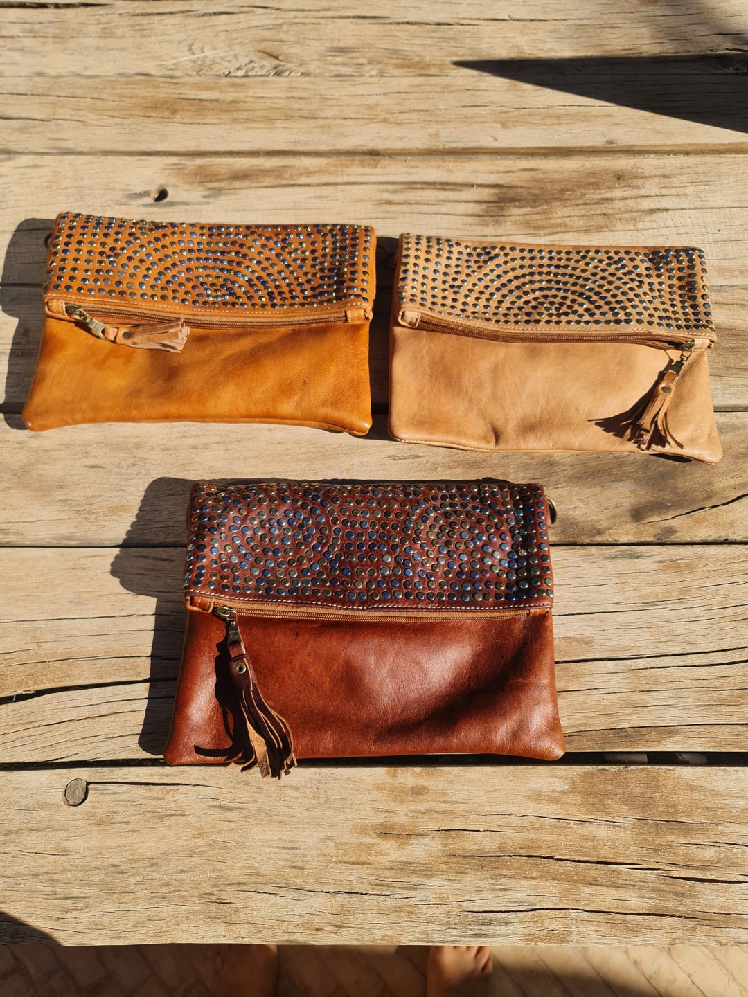Leather Bag and Metal Rivets Handmade in Morocco. Leather - Etsy