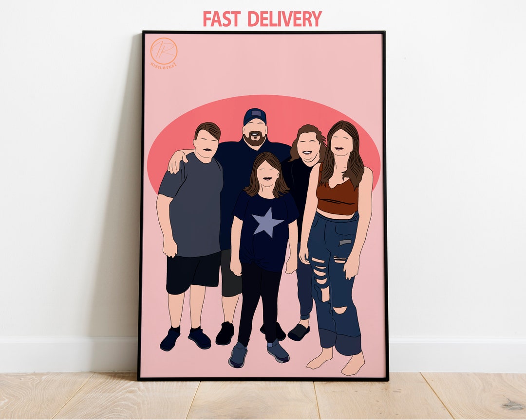 Minimalist Family Portrait, Custom Faceless Friends Illustration ...