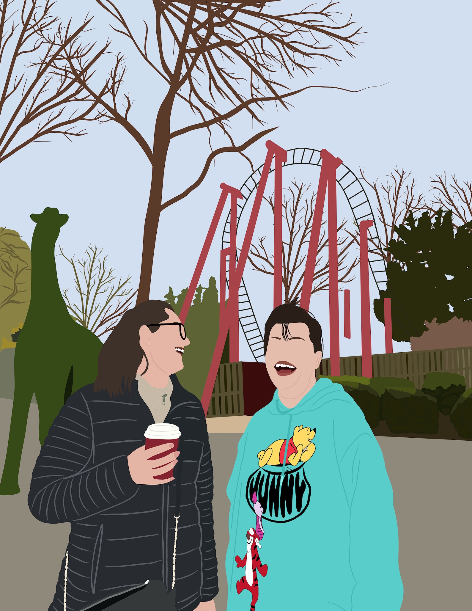 Faceless Sisters Portrait From Photo, Custom Best Friends Drawing ...