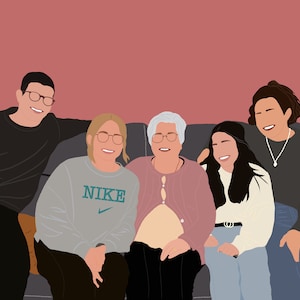 Custom Large Family Painting, All Family Members Illustration, Faceless ...