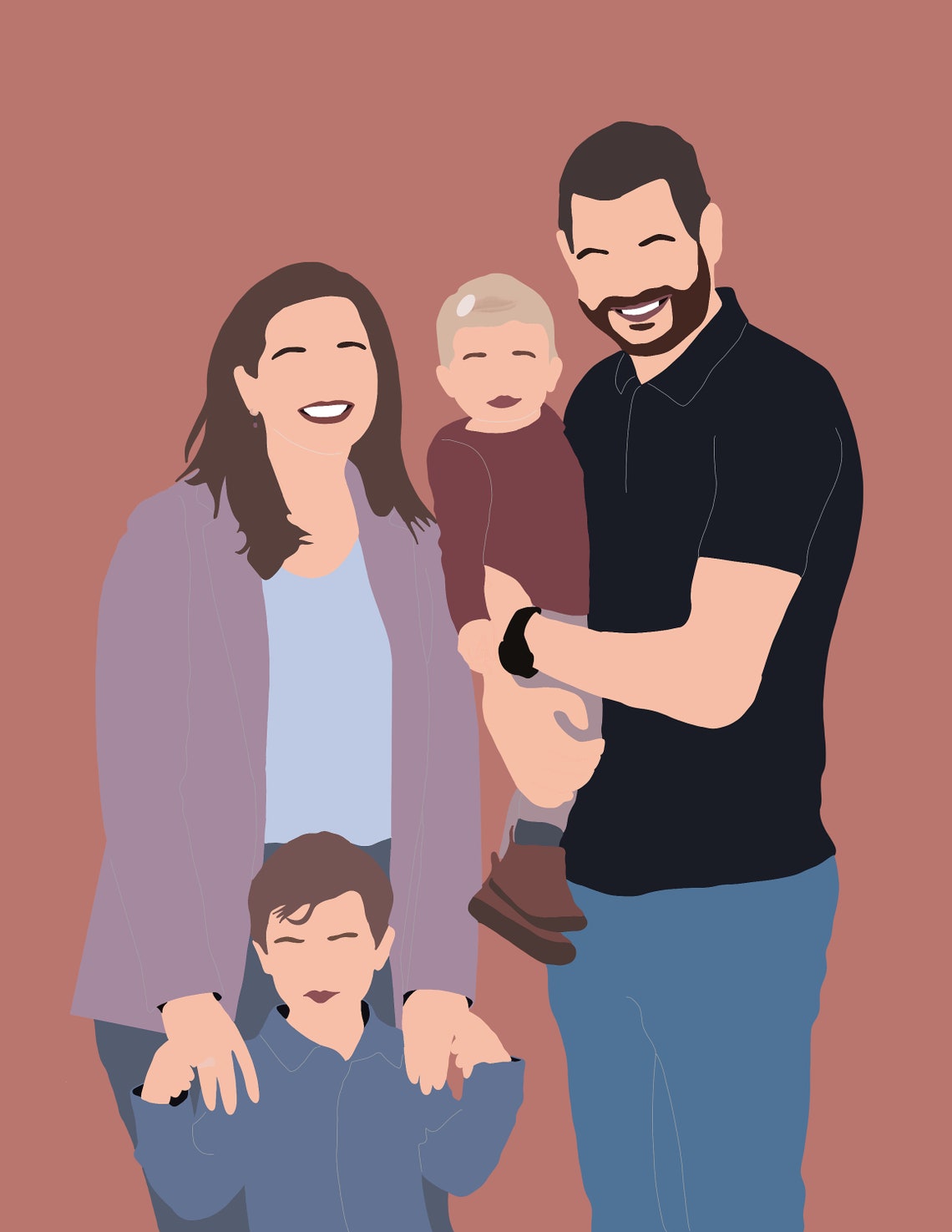 Faceless Family Painting Personalized Best Friends Portrait - Etsy