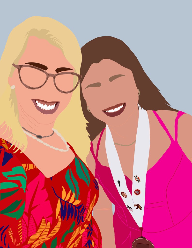 Faceless Sisters Portrait From Photo Custom Best Friends - Etsy