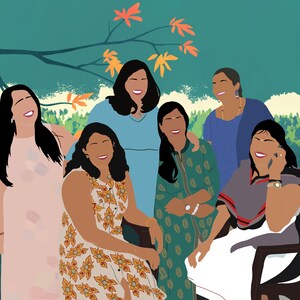 Faceless Sisters Portrait From Photo, Custom Best Friends Drawing ...