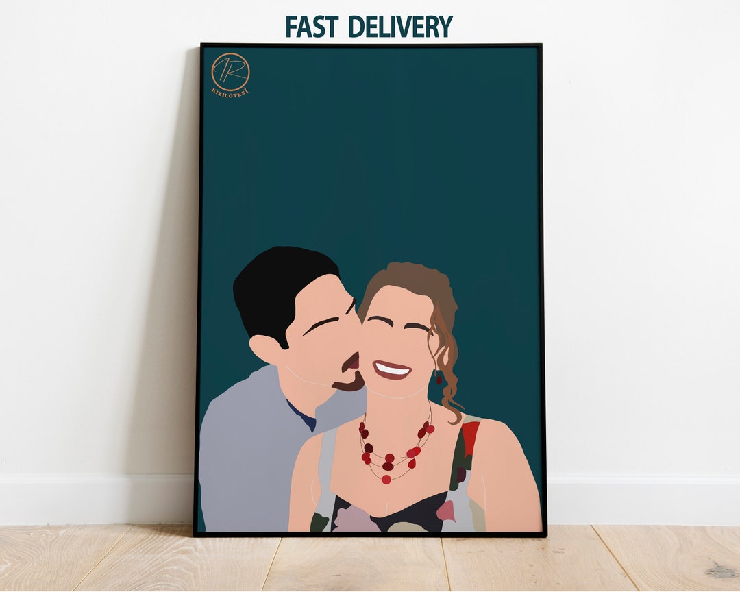Romantic Couple Portrait From Photo, Faceless Couple Illustration ...