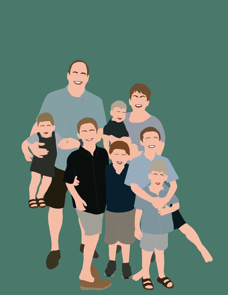 Custom Large Family Painting All Family Members Illustration - Etsy
