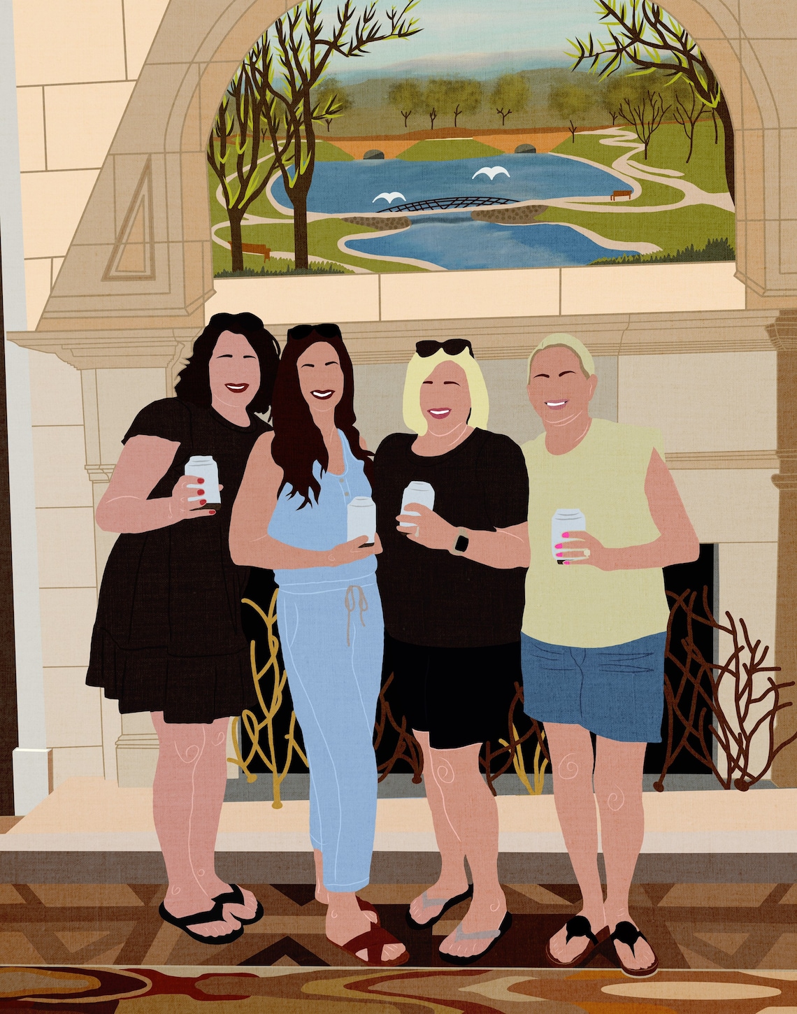 Minimalist Best Friends Painting, Custom Bridesmaids Portrait, Faceless ...