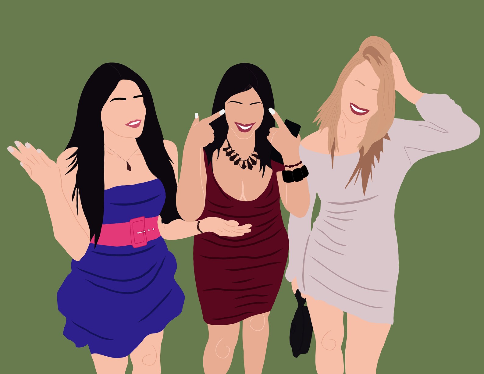 Faceless Sisters Portrait From Photo, Custom Best Friends Drawing ...