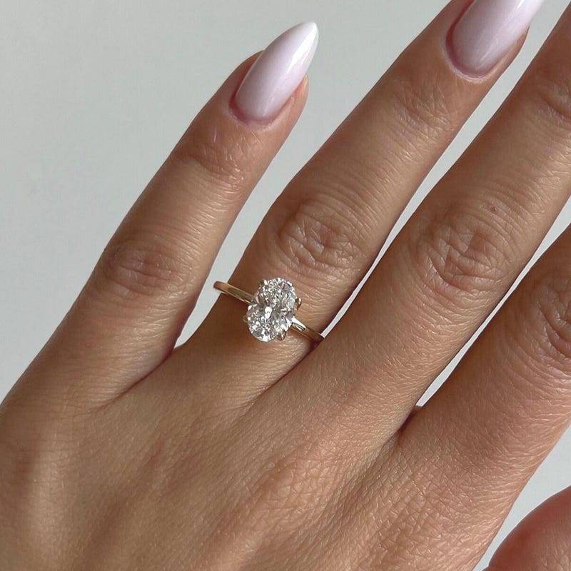 Oval Lab Solitaire Ring - Etsy
