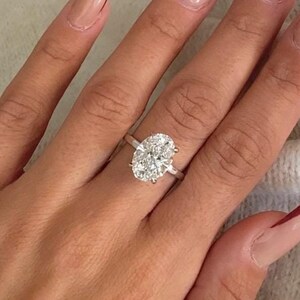 5 Carat Oval Lab Grown Diamond Solitaire Ring / E Color VVS2 Clarity ...