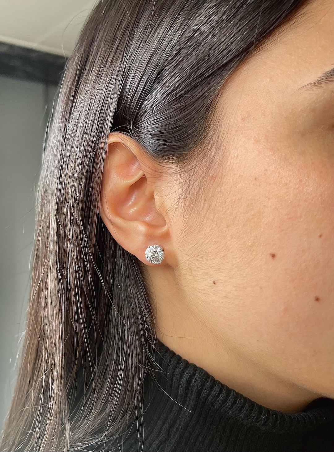 4 Carat Round Cut Lab Grown Diamonds Basket Stud Earrings / Gift for ...