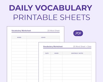 Vocabulary Printable - Etsy