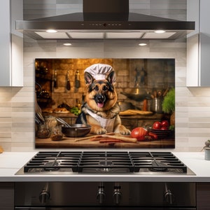 Glass Stove Top Cover German Shepherd Dog Kitchen Wall Decor for Gas ...