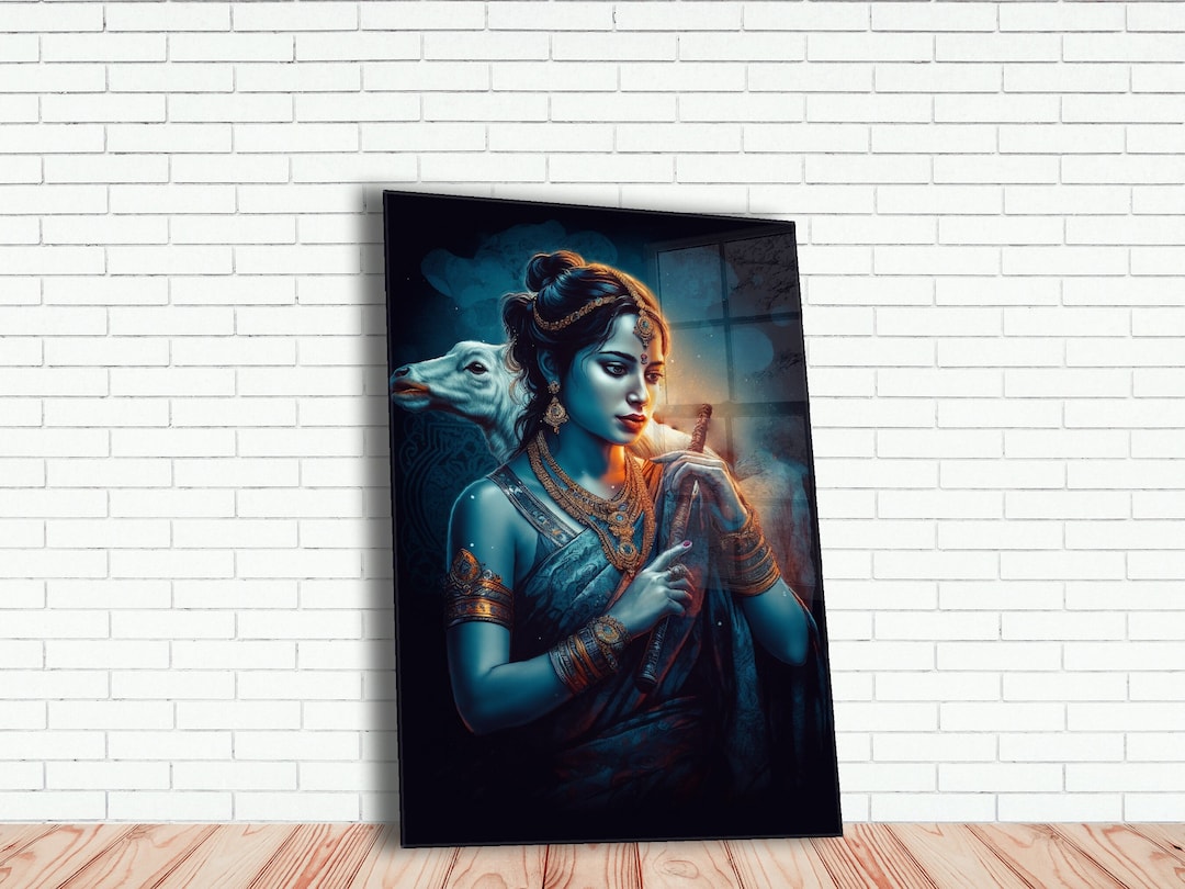Tempered Glass Wall Art | Krishna Hindu God Wall Art | Large Wall Decor ...