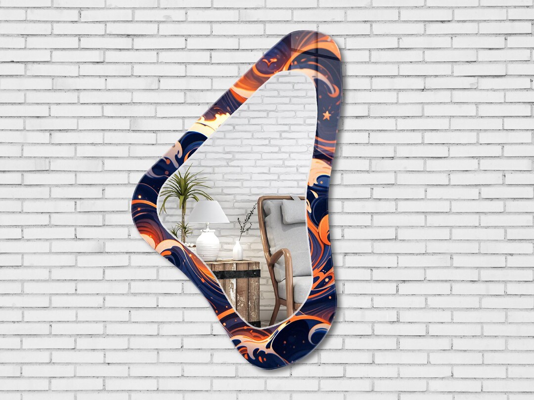 Asymmetrical Tempered Glass Mirror, Irregular Wall Decor - Etsy
