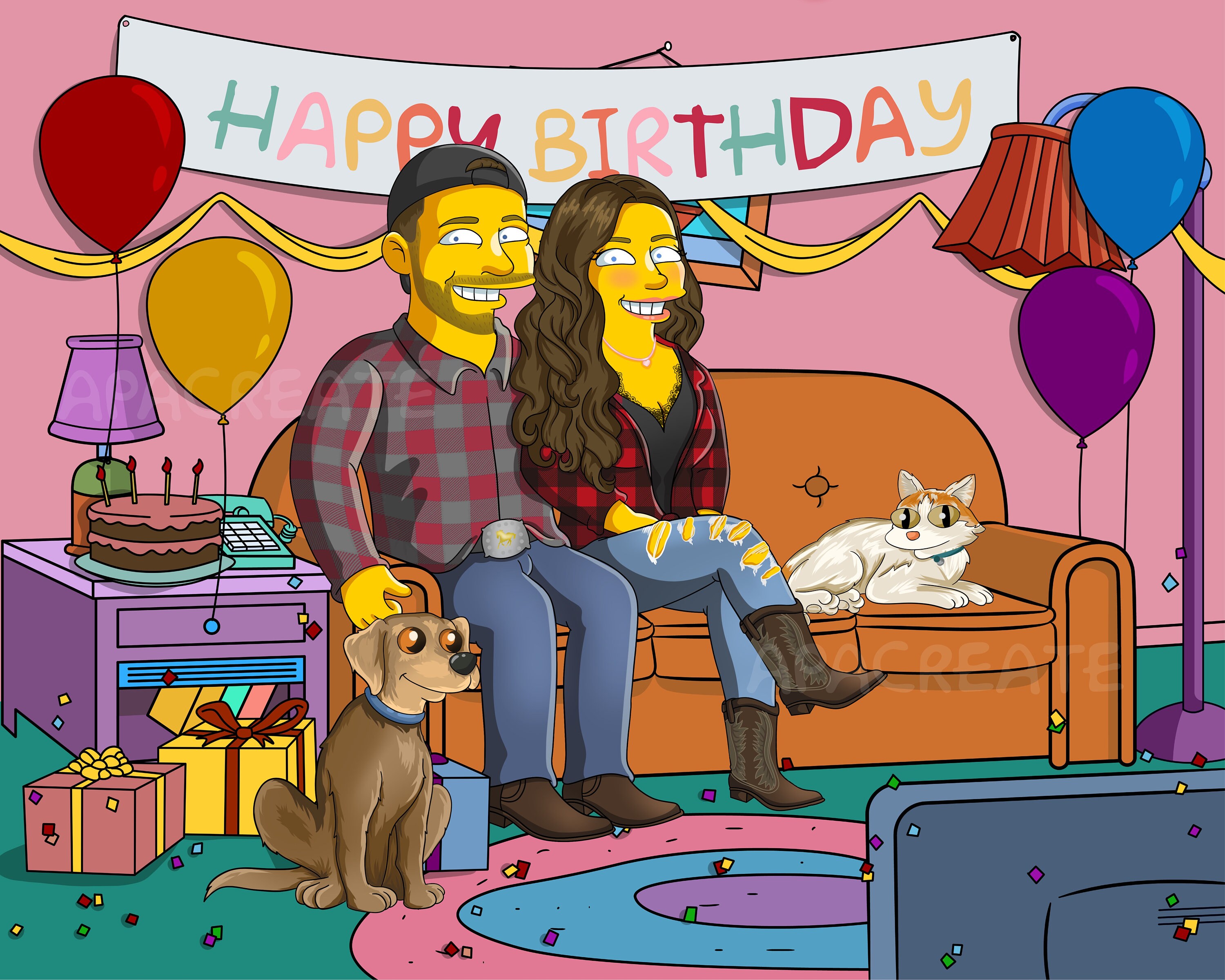 Custom Yellow Simpsons Personalized Caricature. Cartoon Style. - Etsy