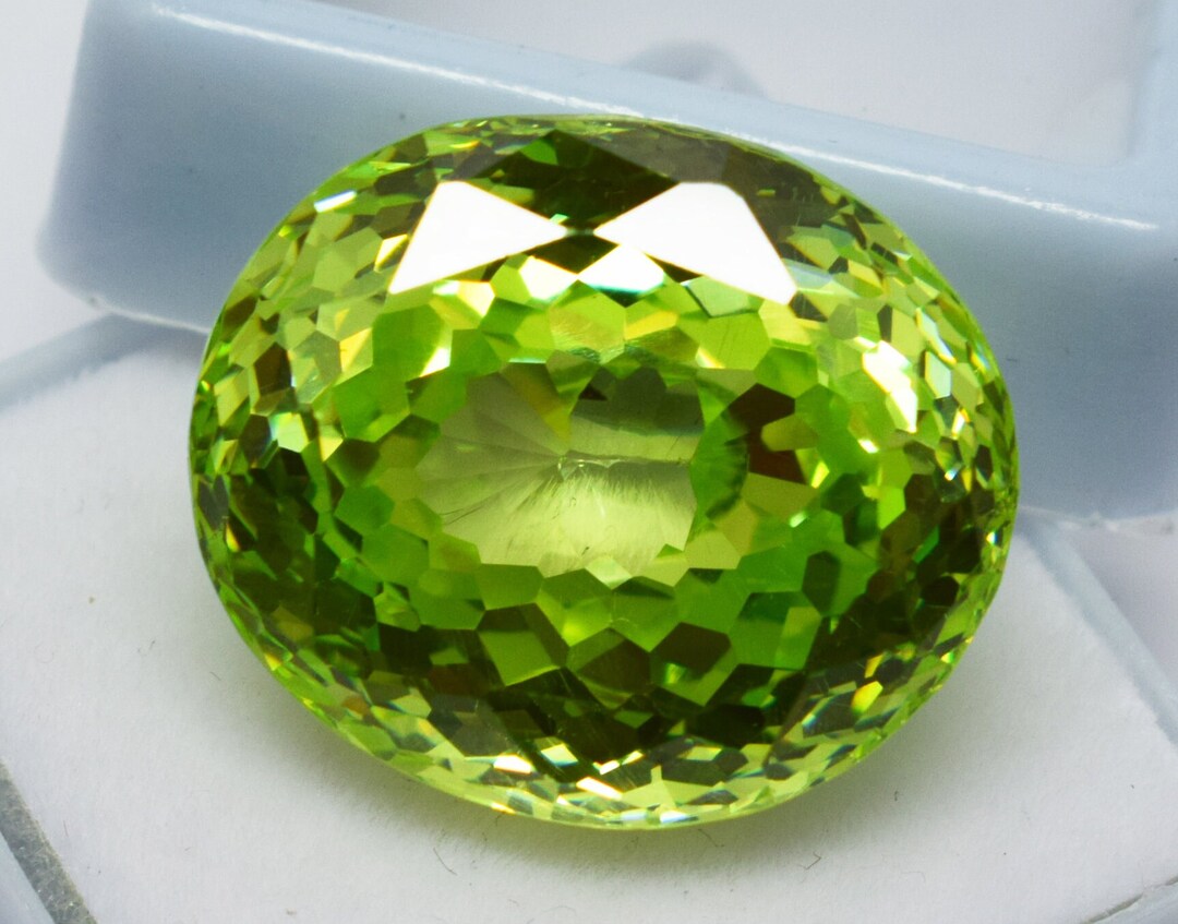 Unique Natural Green Peridot 50.50 Carat Approx Oval Cut Faceted ...