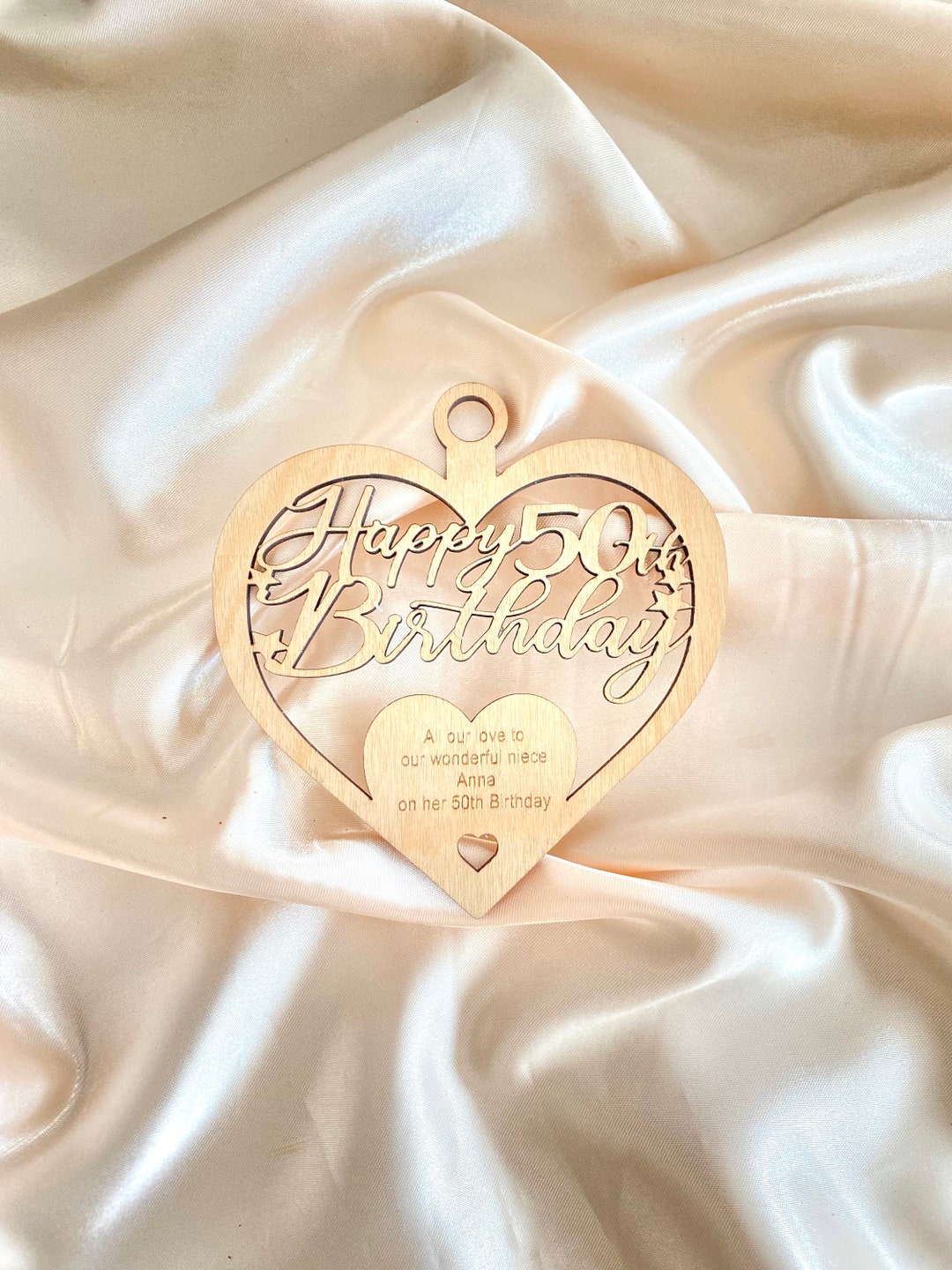 Personalised Wooden 50th Birthday Heart Ornament - Etsy