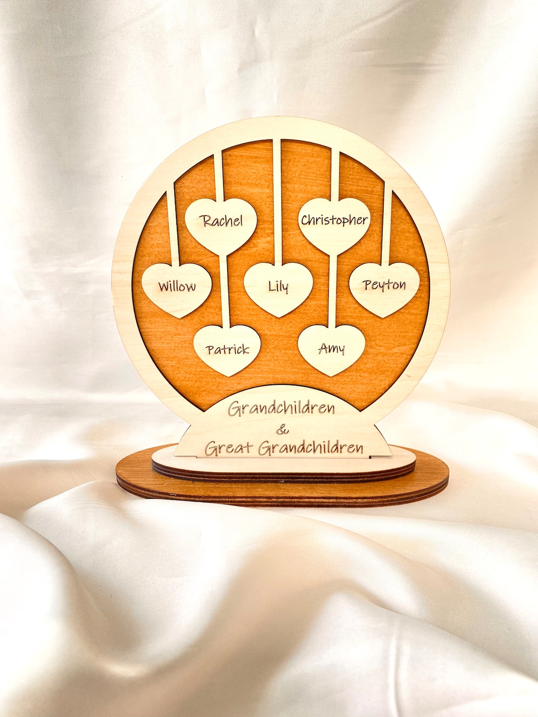 Personalised Wooden Family Member Stand With Hearts - Etsy