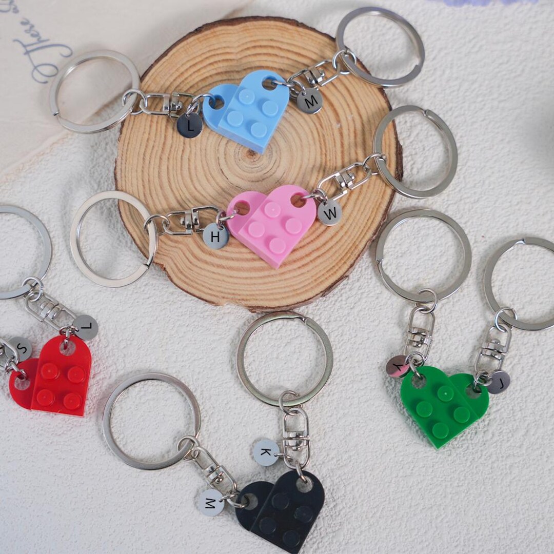 Custom Lego Heart Keychain Set, Personalized Matching Keychain ...