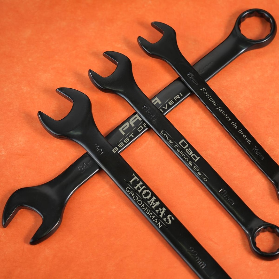 Custom Engraved Black Wrench - Personalized Spanner Gift for Dad ...