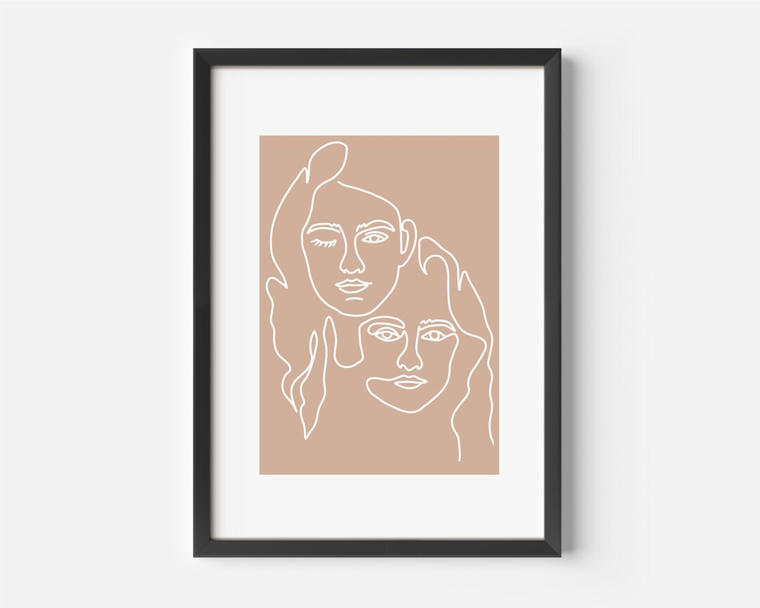 A4 Woman Line Art Print, Gemini Design, Woman Line Drawing ...