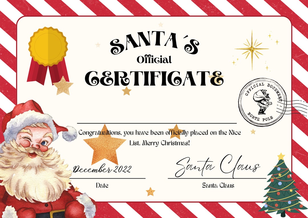 Santas Certificate, Letters From Santa, Christmas Cards, Good List ...