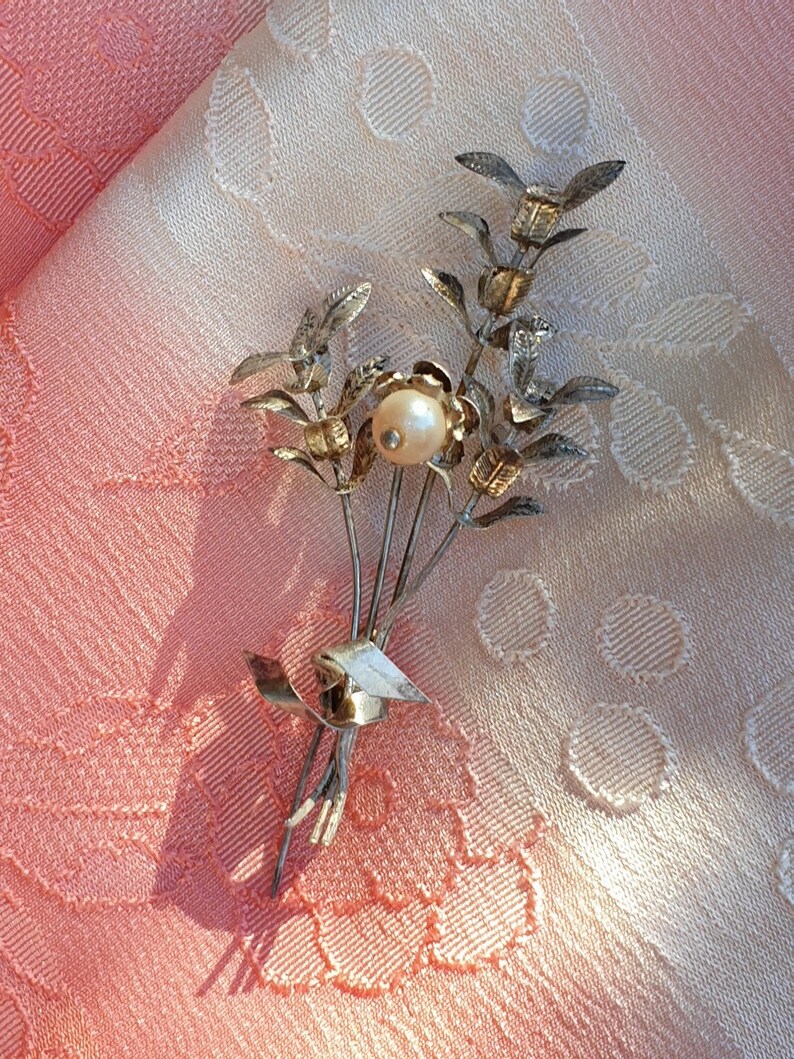 Art Nouveau Hair Pin, Antique Shawl Pin, Branch, Flowers, Pearls 800 ...