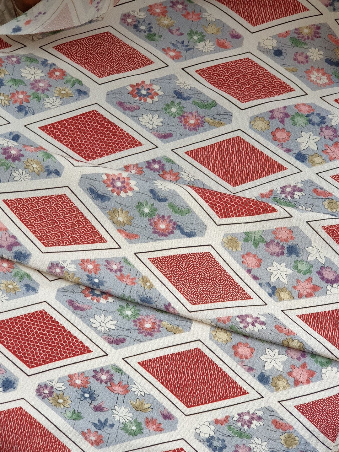 Kimono Fabric, Vintage Silk Kimono Fabric, Japanese Fabric, Sewing ...